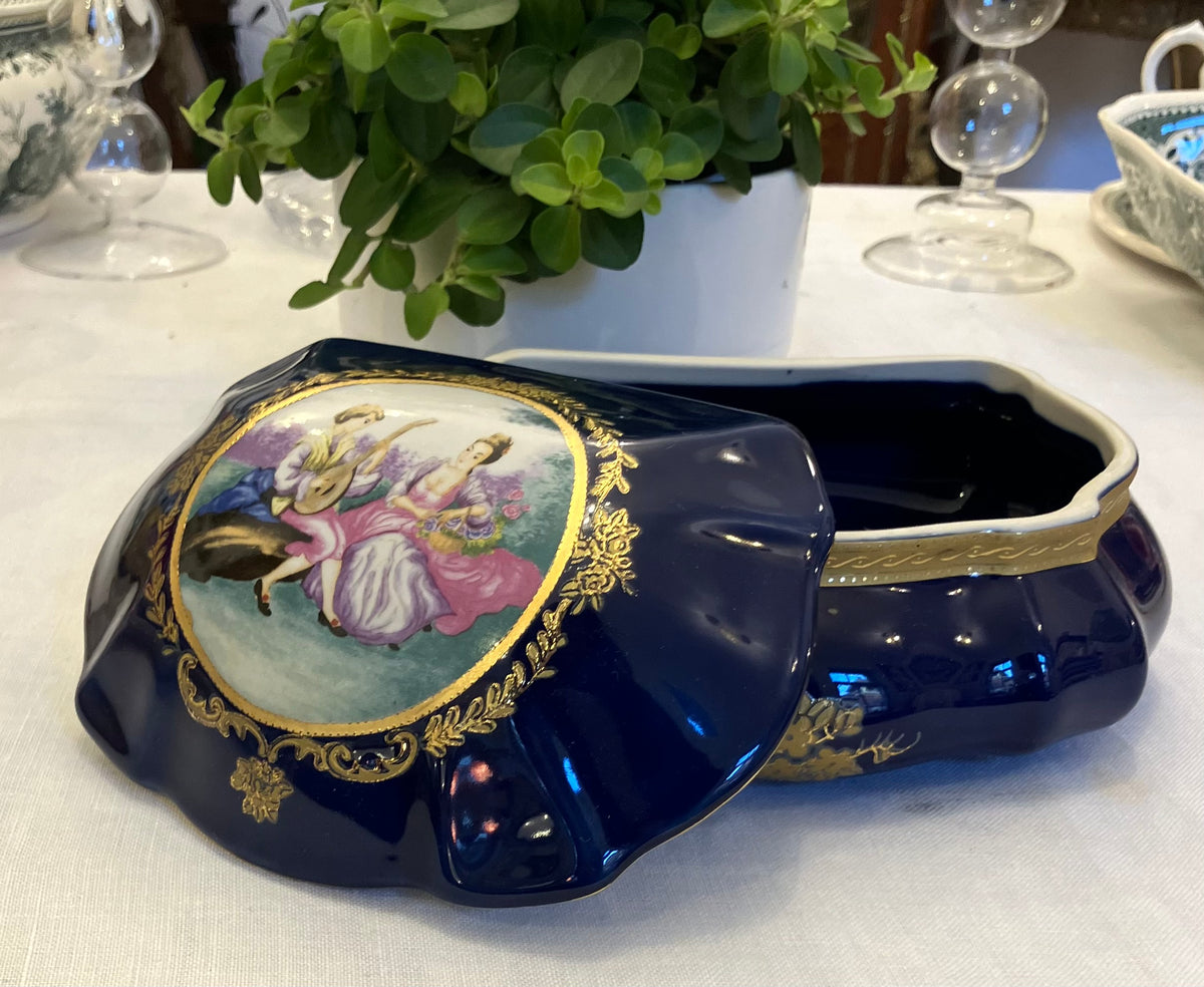 Caseta de bijuterii / Recipient cu capac - Limoges Au 24k – Italian Vintage